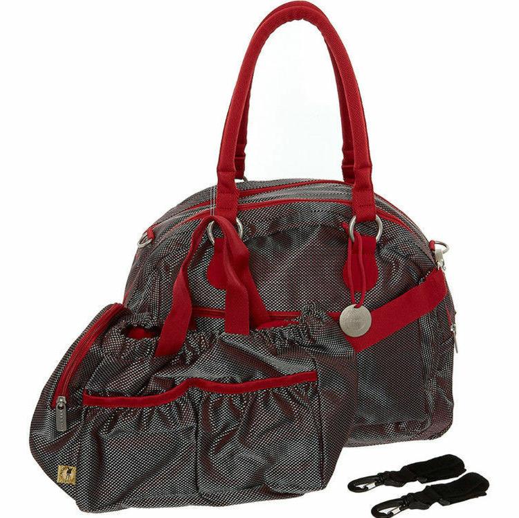 Lassig Designer Bag Baby Diaper Bag Red/Gray Bowler
